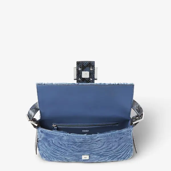 Fendi Baguette® 26424 Light Indigo Swakara Fur Bag
